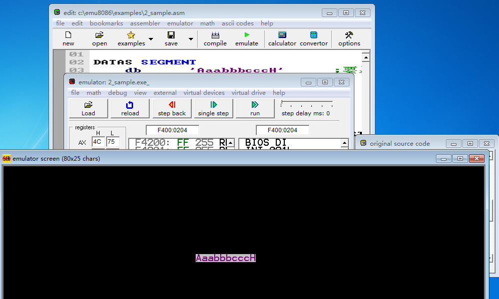 8086 assembly language display color string program learning-use emu8086 - Programmer Sought