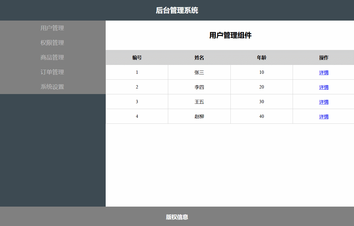 【vue案例】vue实现后台管理路由案例后台管理案例vue路由案例 Csdn博客