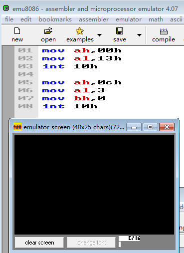 利用emu8086学习汇编int 10h功能_emu8086中int类型如何使用-CSDN博客