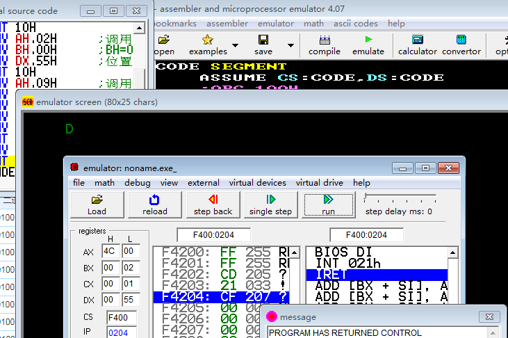在emu8086中学习几个汇编语言显示字符串的小例子_8086显示字符串-CSDN博客