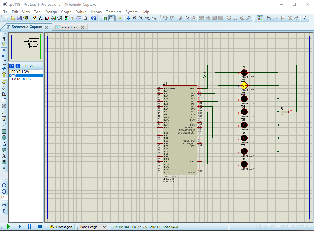 使用proteus仿真运行stm32程序proteus 8 Stm32仿真 Csdn博客 5959