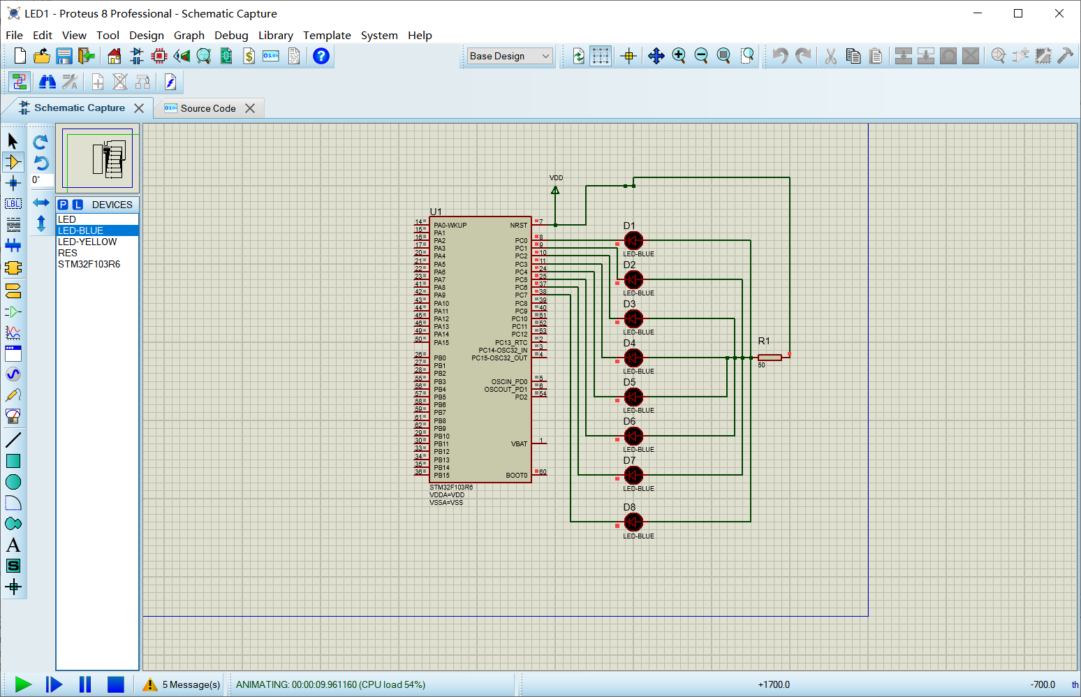 Proteus仿真运行stm32程序-流水灯_protues stm32f103r6点灯-CSDN博客