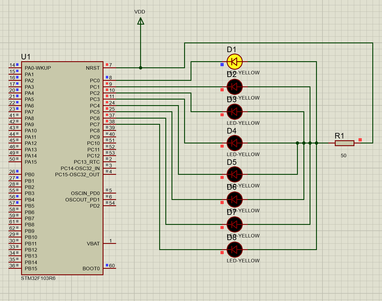Proteus仿真stm32流水灯实验及使用altium Designer软件绘制一个stm32最小系统的电路原理图 Proteus原理图导入