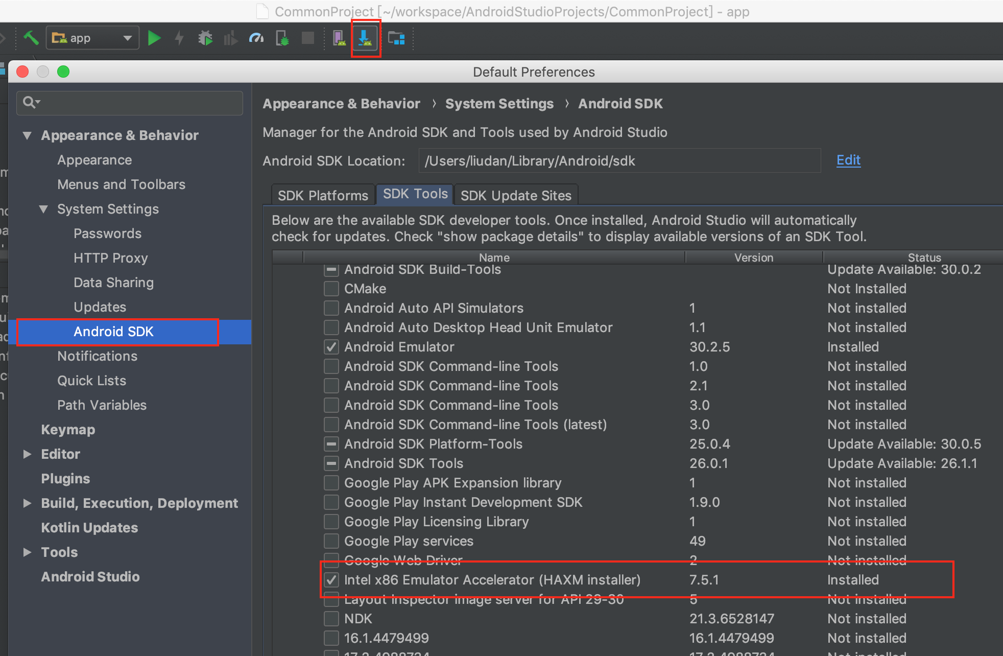 android客户端学习-启动模拟器异常Emulator: failed to initialize HAX: Invalid argument_failed to preserve ...