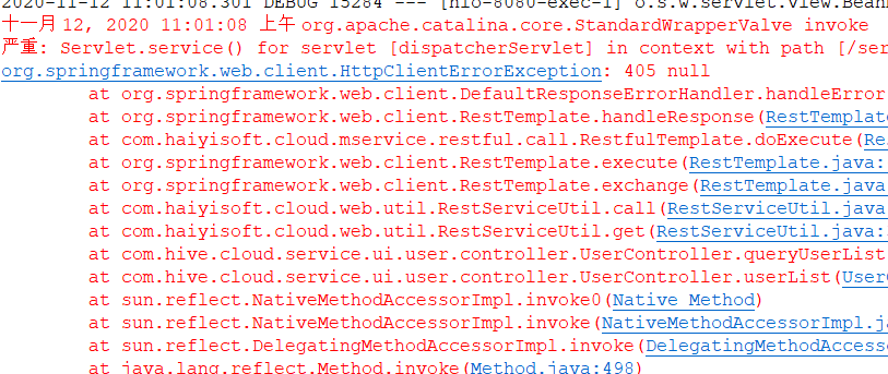 org.springframework.web.client.HttpClientErrorException: 405 null at org.springframework.web ...