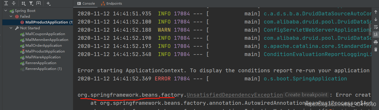 关于报org Springframework Beans Factory Unsatisfieddependencyexception异常 Error Creating Bean With