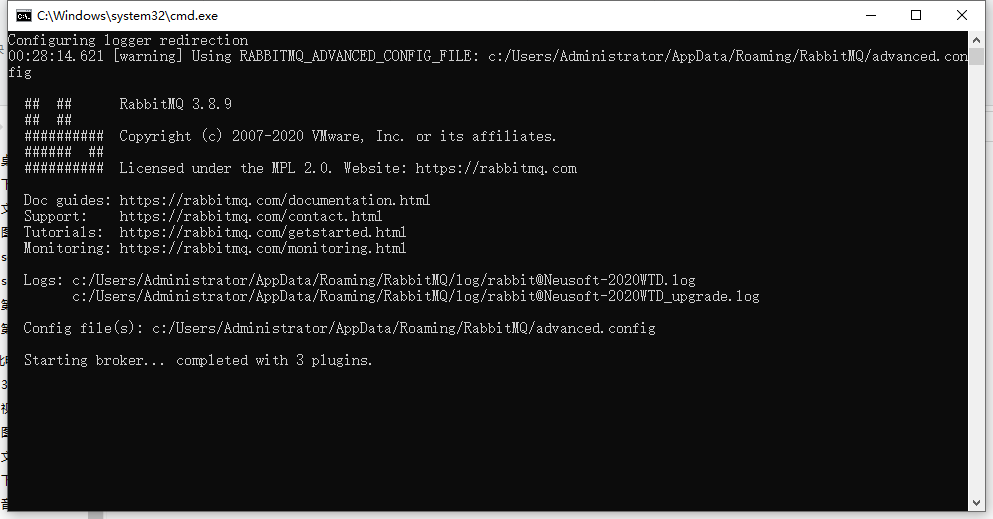 win10下Rabbitmq启动失败-端口被占用_configuring logger redirection-CSDN博客