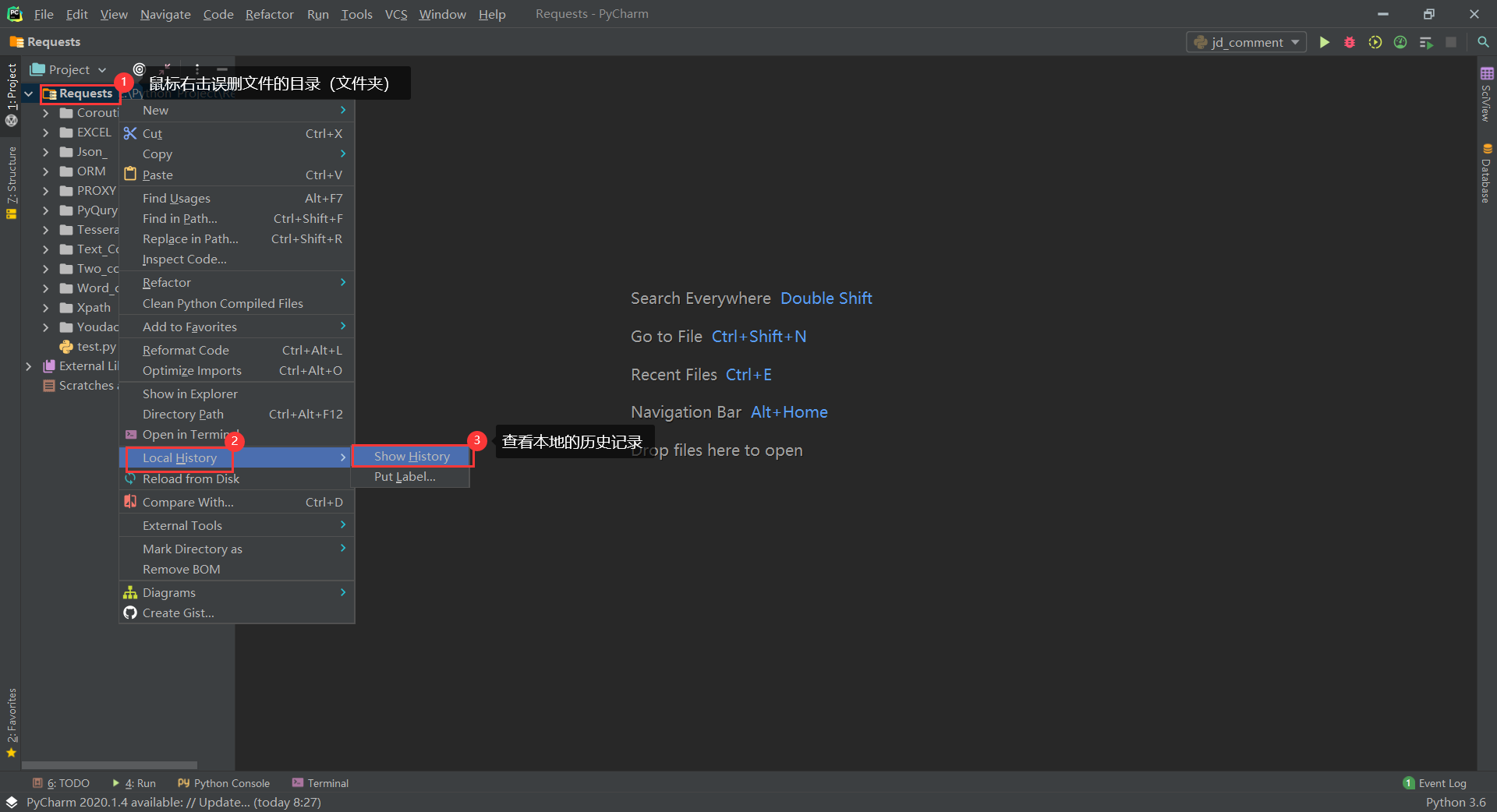 How to restore the entire project file deleted by mistake in PyCharm ...