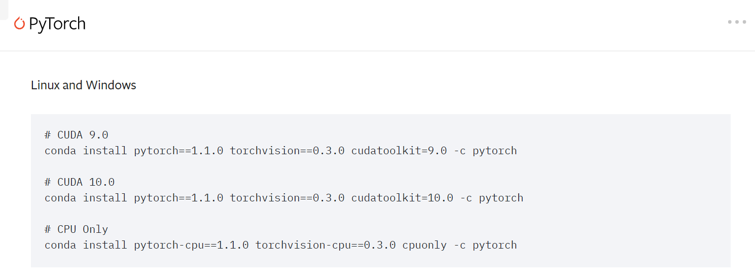 Win10：安装pytorch1.1.0+cudatoolkit9.0_conda install pytorch==1.1.0 torchvision==0.3.0 cu-CSDN博客