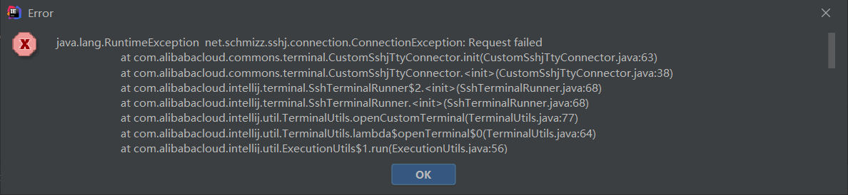 net.schmizz.sshj.connection.ConnectionException: Request failed_java.lang.runtimeexception net ...