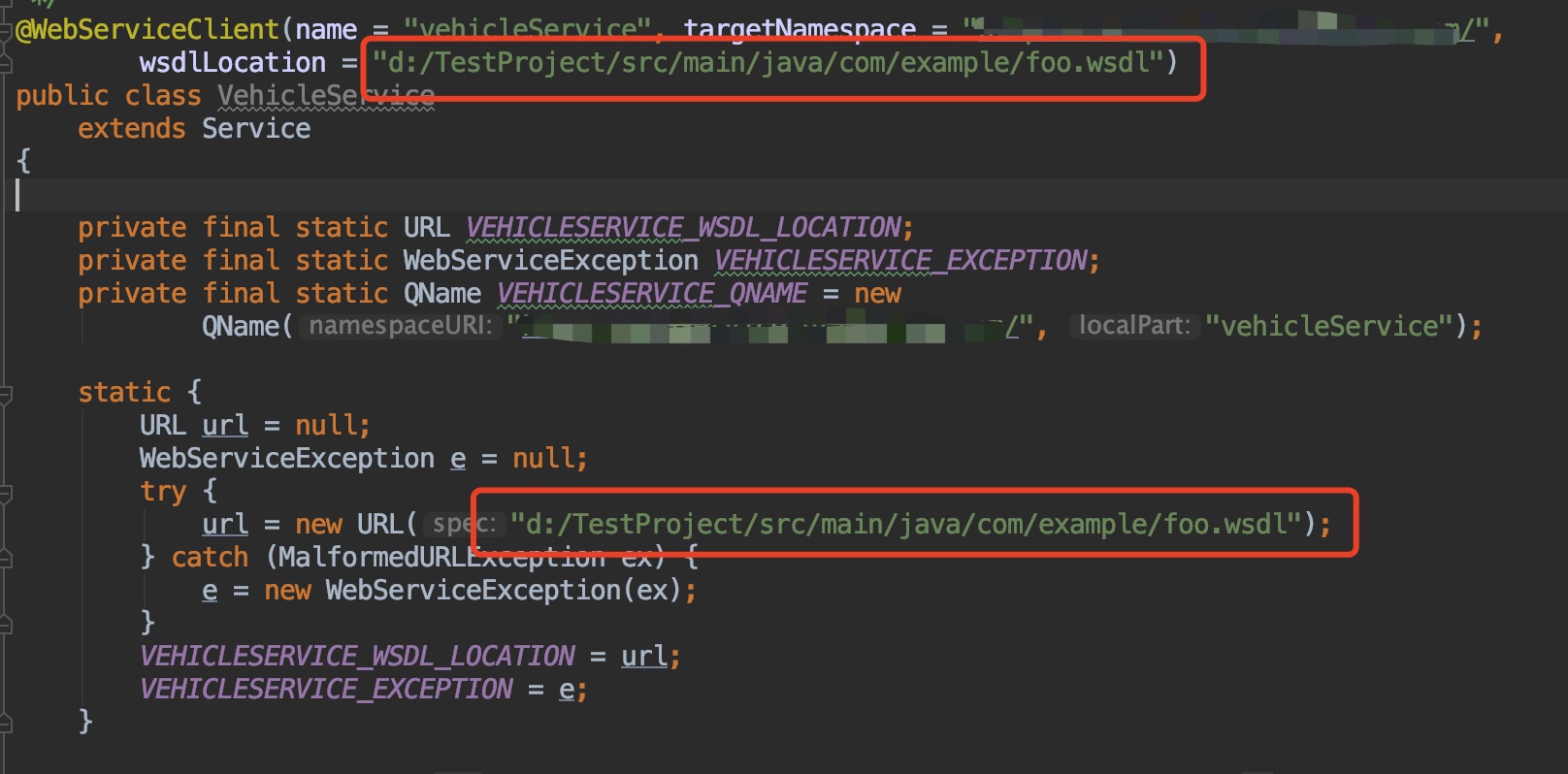 CXF or JAX-WS generates webservice. The client uses the absolute path ...