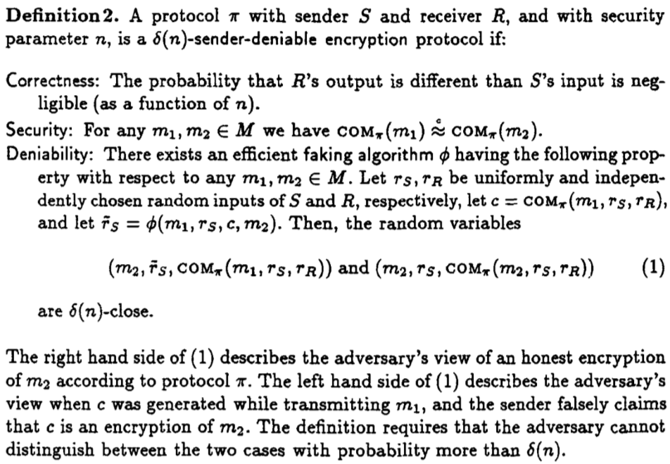 Deniable Encryption(CRYPTO 97‘) [Ran Canetti, Cynthia Dwork, Moni Noar ...