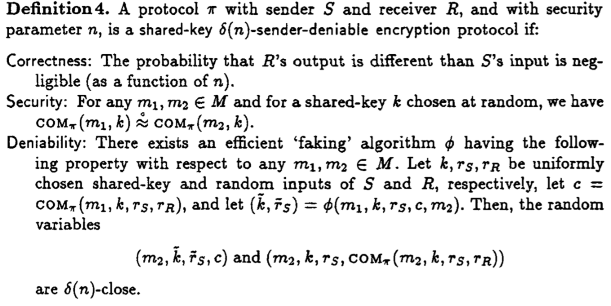 Deniable Encryption(CRYPTO 97‘) [Ran Canetti, Cynthia Dwork, Moni Noar ...