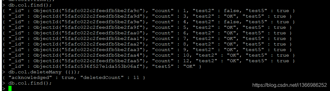 实验六:mongodb数据库的文档基本操作 增删改优化 Stu更新第一条记录将count值大于1的第一条记录中test2更新为ok。 2、全部更新将cou Csdn博客