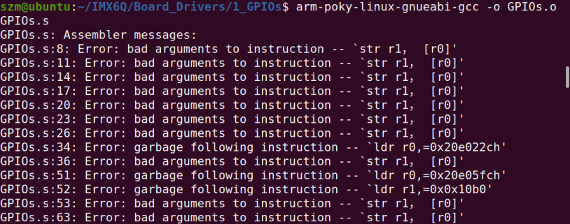 i.MX6 裸机 汇编 | Linux环境交叉编译器编译驱动程序 （出现错误和解决）_arm-poky-linux-gnueabi-gcc is unable to create an -CSDN博客