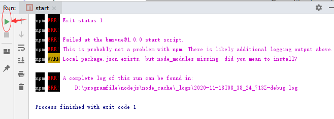 Local package.json exists, but node_modules missing, did you mean to install?_module state is ...