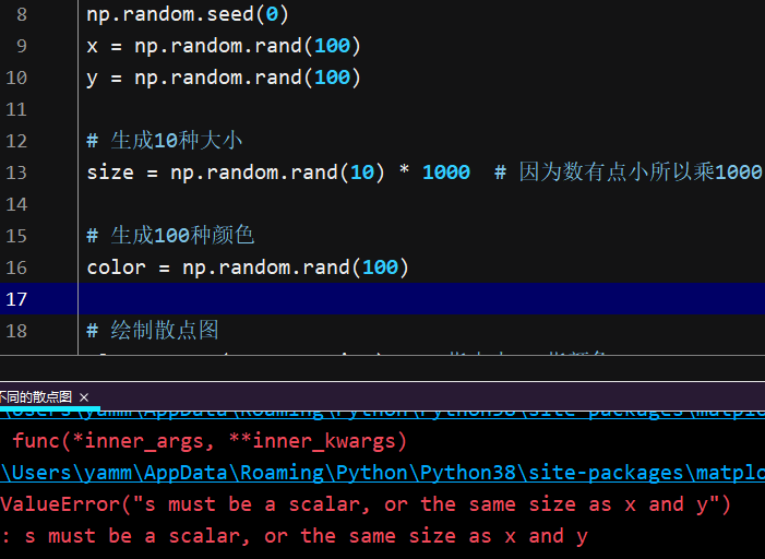 line 4448, in scatter raise ValueError(“s must be a scalar, or the same size_valueerror: s must ...