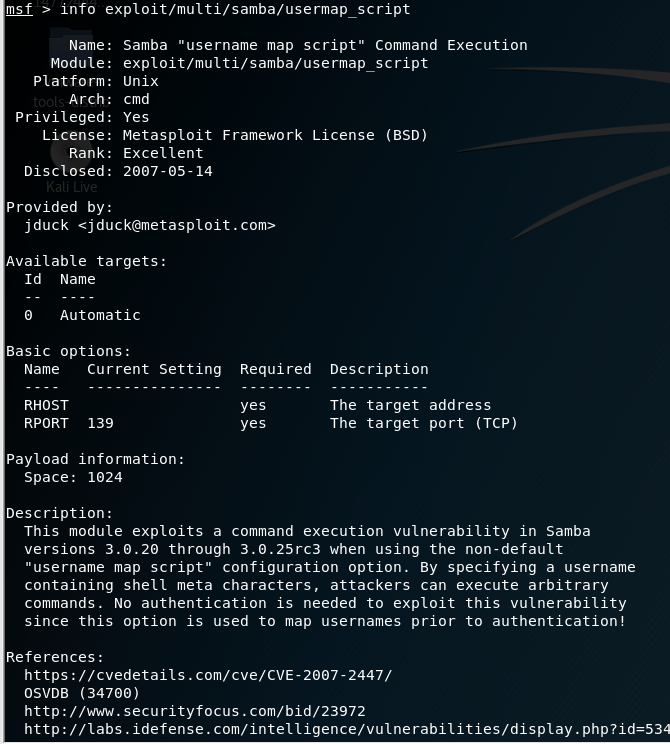 Metasploit学习： Samba服务 usermap_script安全漏洞利用_samba map acl inherit什么意思-CSDN博客
