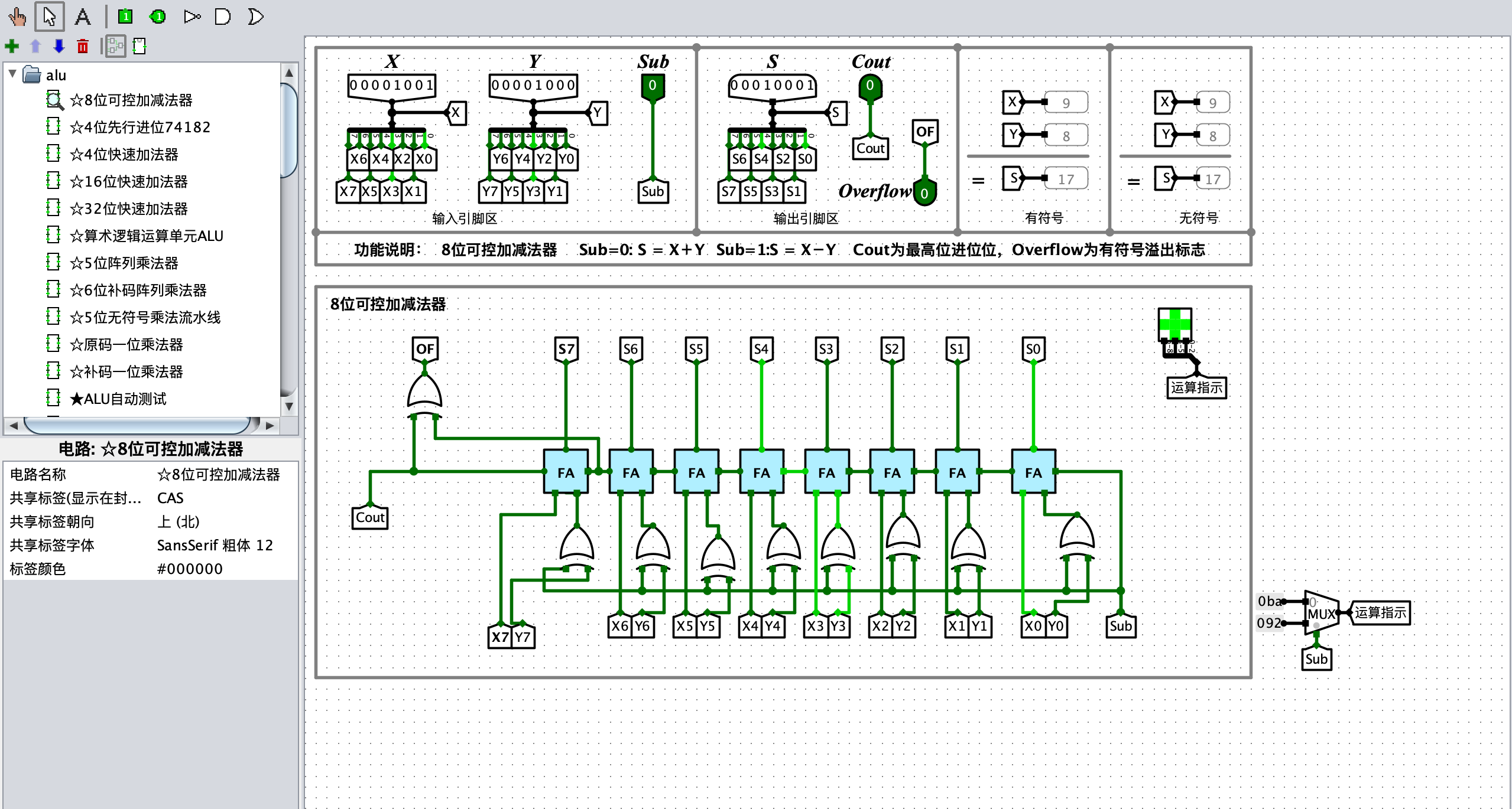 Alu八位可控加减法器设计 Logisimalu组成8位加法器 Csdn博客 