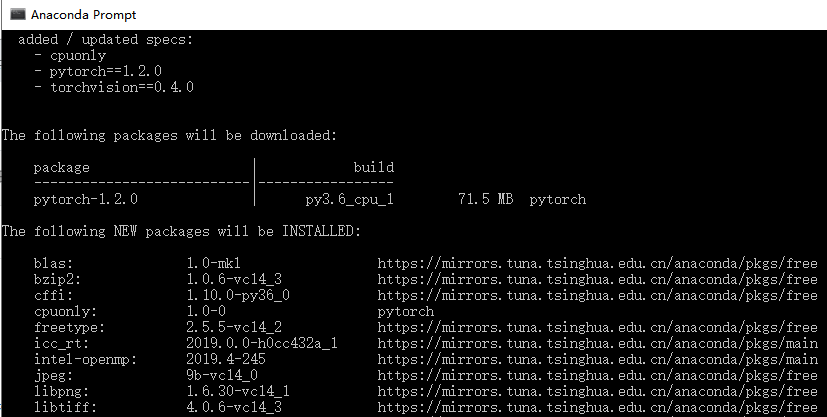 PyTorch1.2安装（Anaconda3 + Python3.6 + cpu版本）_pytorch= 1.2安装-CSDN博客