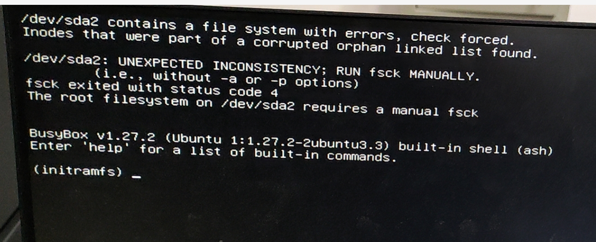 /dev/sda2 contains a file system with errors, check forced | initramfs-CSDN博客