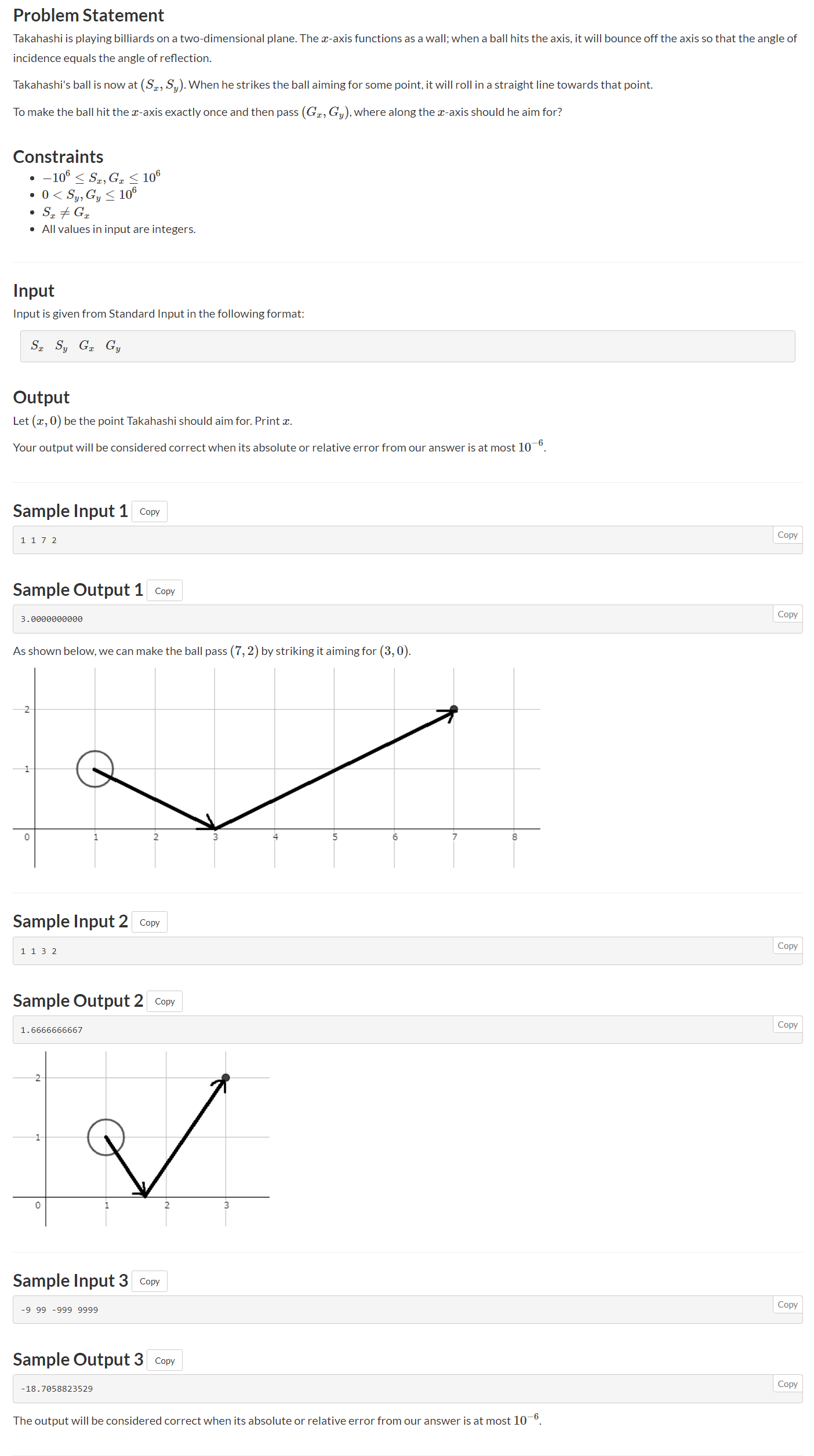 AtCoder Beginner Contest 183----B - Billiards（double），C - Travel_编程 ...