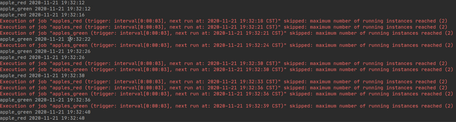 APScheduler关于Execution of job maximum number of running instances and Run time of job was missed ...