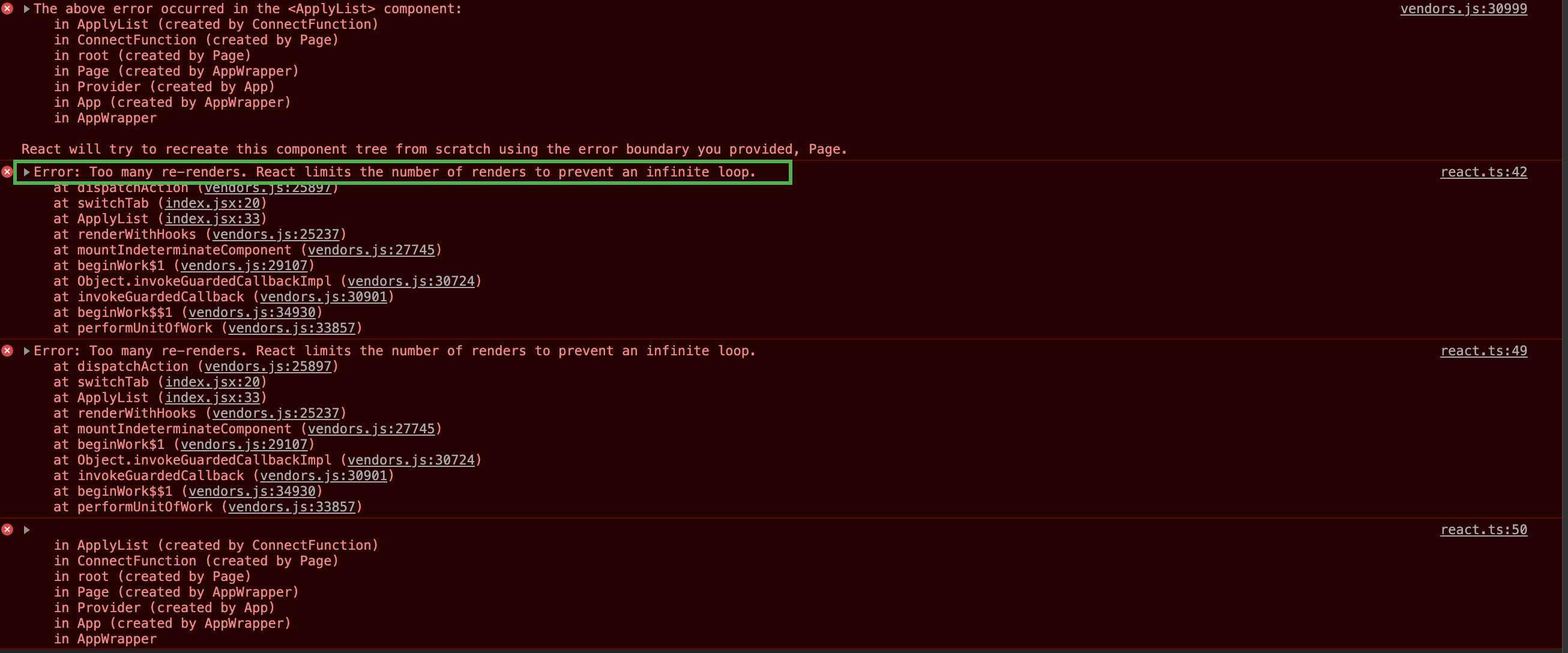 React error: Error: Too many re-renders. React limits the number of renders to prevent an ...