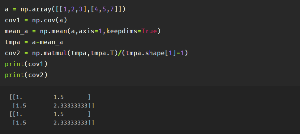 协方差矩阵数学原理，numpy计算协方差矩阵(np.cov)函数详解与源码剖析-CSDN博客