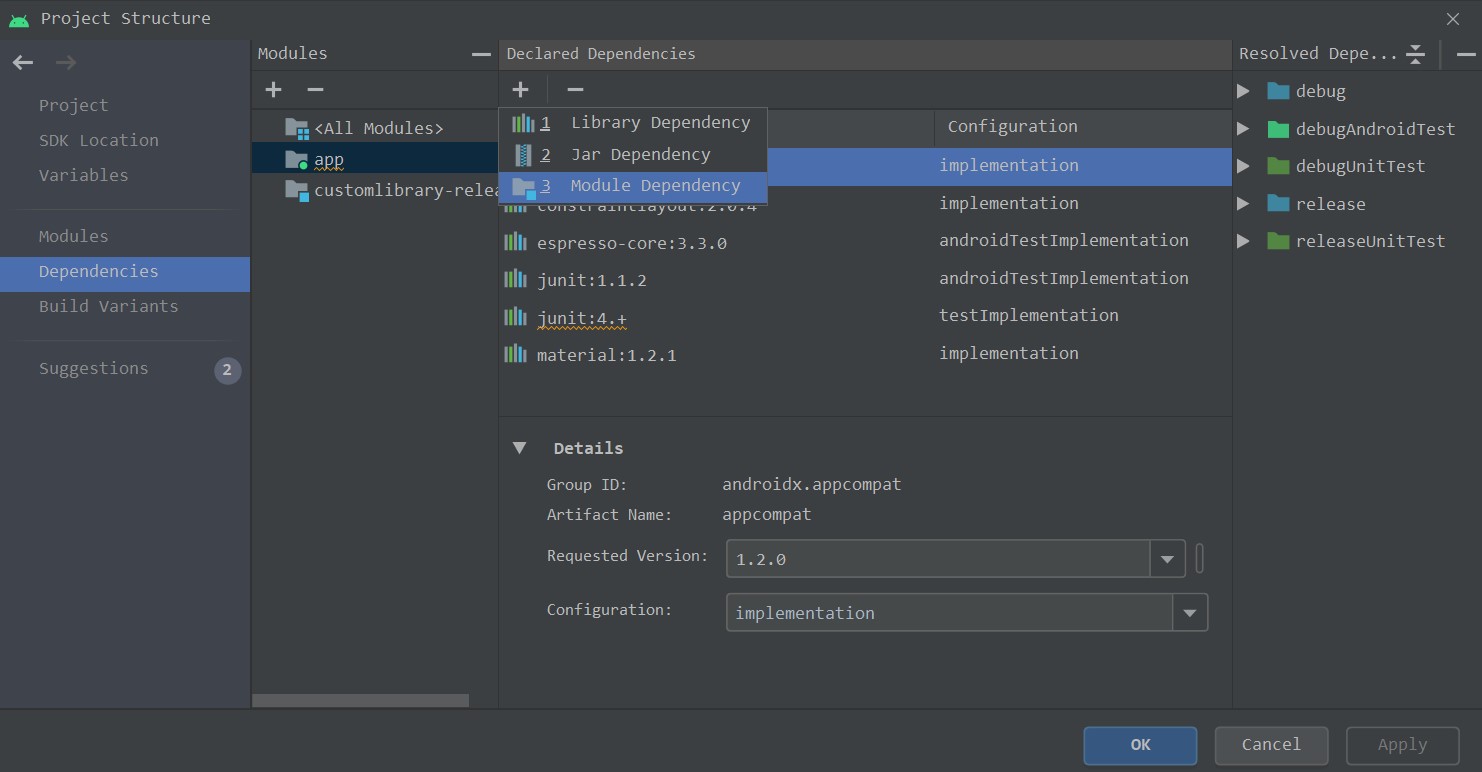 使用Android Studio创建AAR包，并在其它项目中引用_view,并且编译成aar包-CSDN博客