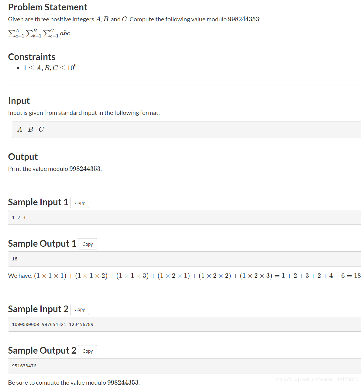 Atcoder Regular Contest 107 A Simple Math(简单的数学表达式化简) Csdn博客