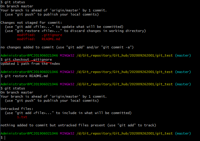 git操作---将modified状态文件回退到unmodified状态_git modified还原-CSDN博客