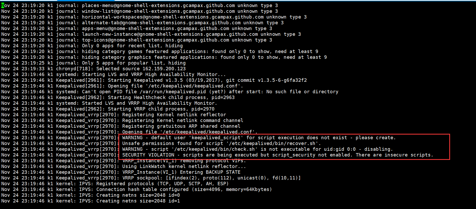 解决Keepalived脚本启动时warning、Unsafe_unsafe permissions found for script-CSDN博客