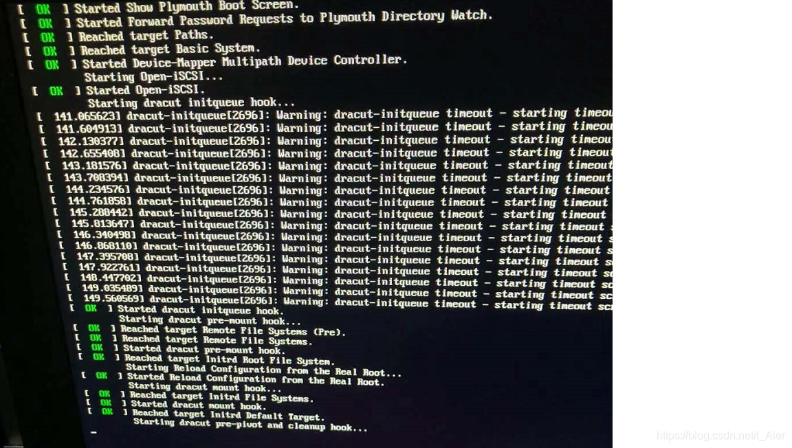 【解决】centos7 Usb安装盘制作,修改安装目录后依然dracut Initqueue Timeoutu盘装centos7改了路径后