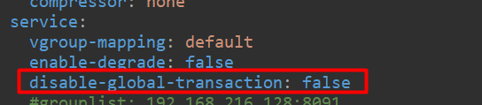 Seata：Could not found property service.disableGlobalTransaction, try to use default value ...