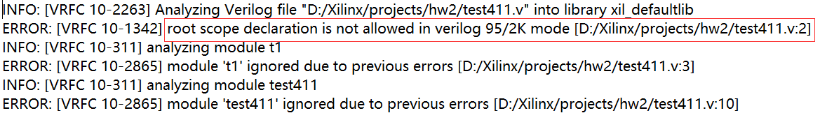 Vivado 报错Error: Root scope declaration is not allowed in verilog95/2K mode的可能原因以及解决办法-CSDN博客