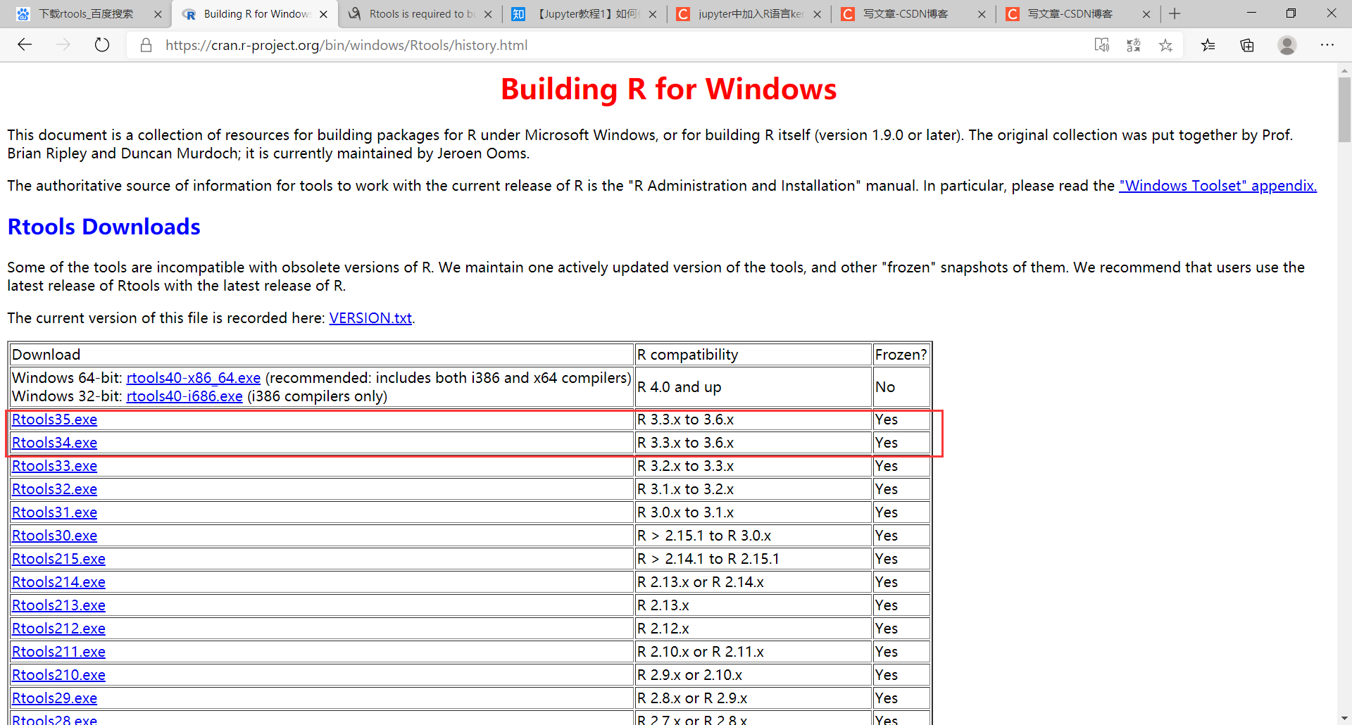 R报错：WARNING: Rtools is required to build R packages, but is not currently installed._warning ...