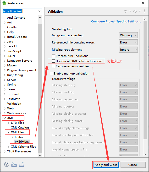 web.xml文件报错：Referenced file contains errors . For more information, right click on the message ...