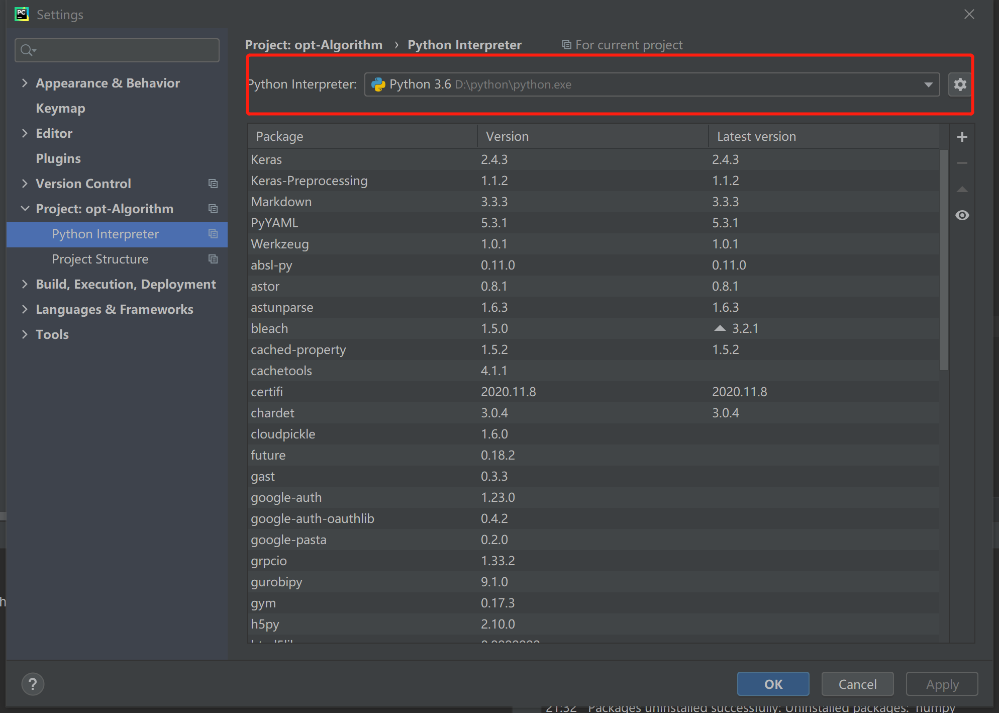 Pycharm报错解决：The current Numpy installation (‘D:\\python\\lib\\site-packages\\numpy\\__init__.py ...