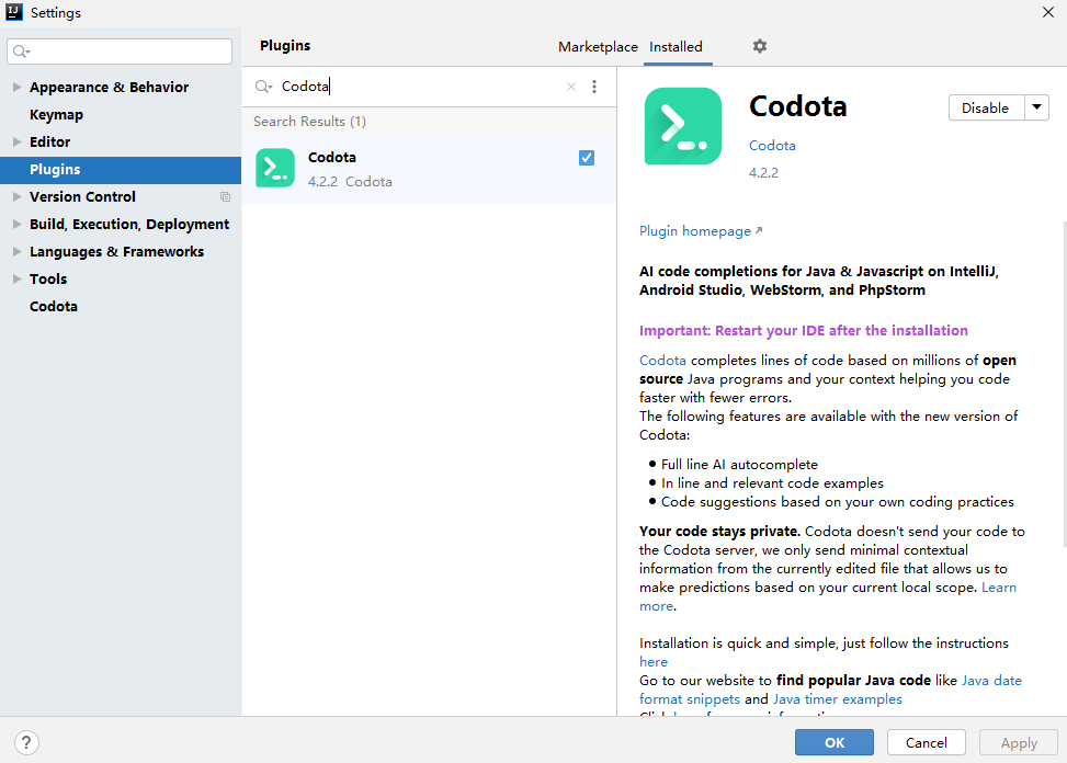 IDEA代码提示插件Codota-小白实操记录_codota如何切换提示-CSDN博客