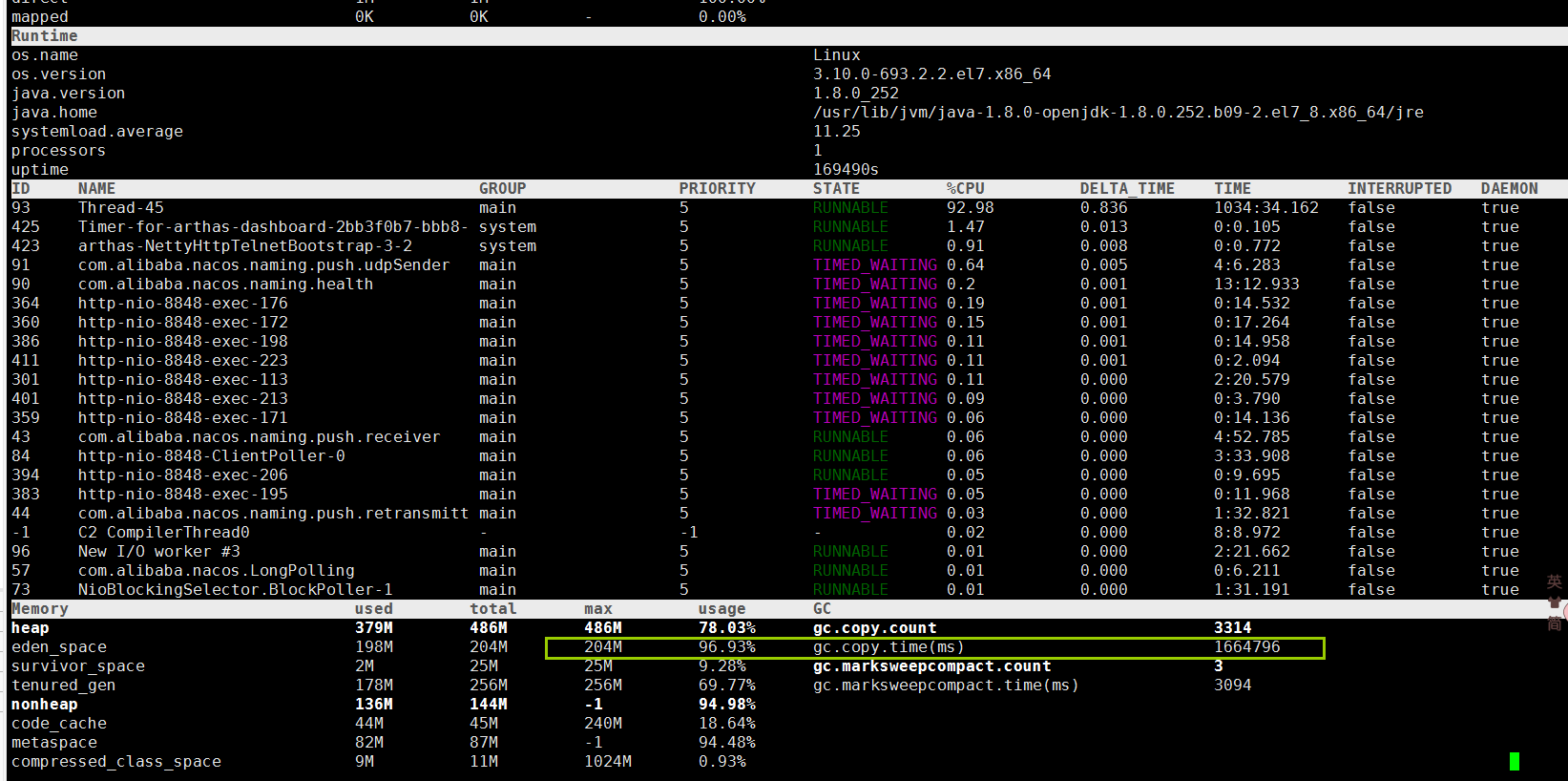 记一次nacos CUP线程过高排查_nacos 2.0.3 频繁掉线,cpu过高-CSDN博客