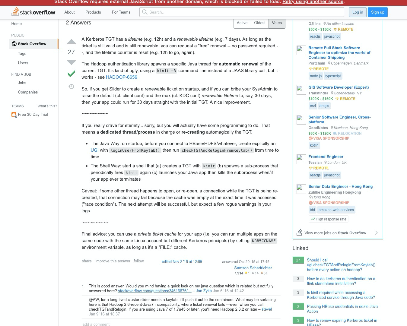 Java登录Kerberos认证过期问题_无法使用s%的kerberos凭据重新登陆-CSDN博客
