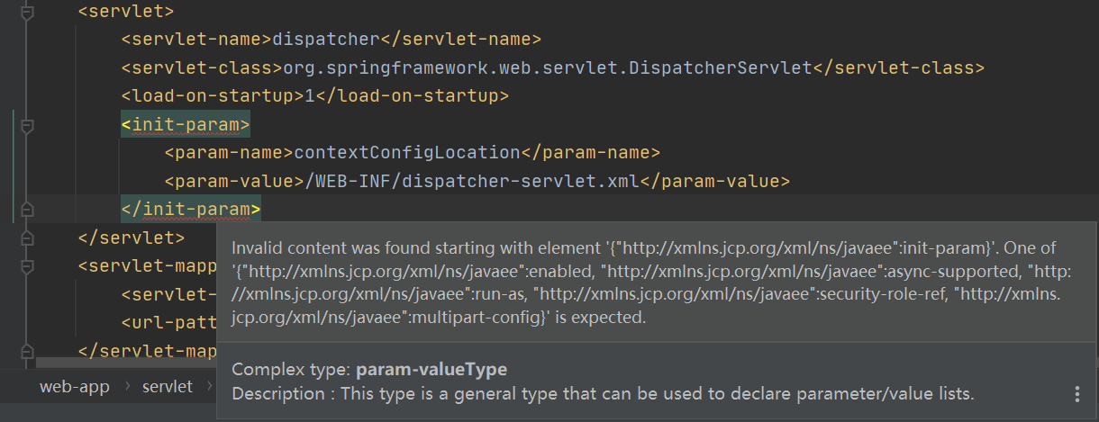 Invalid content was found starting with element ‘{“http://xmlns.jcp.org/xml/ns/javaee“:init ...