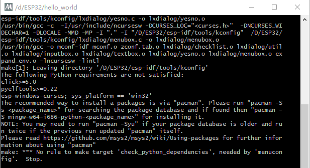ESP32执行make menuconfig报错The following Python requirements are not satisfied:问题解决-CSDN博客