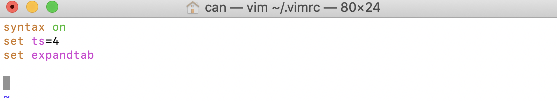 vim 配置（.vimrc）| 语法高亮 & 缩进tab修改（4格） | Mac_terminal下.vimrc怎样设置-CSDN博客