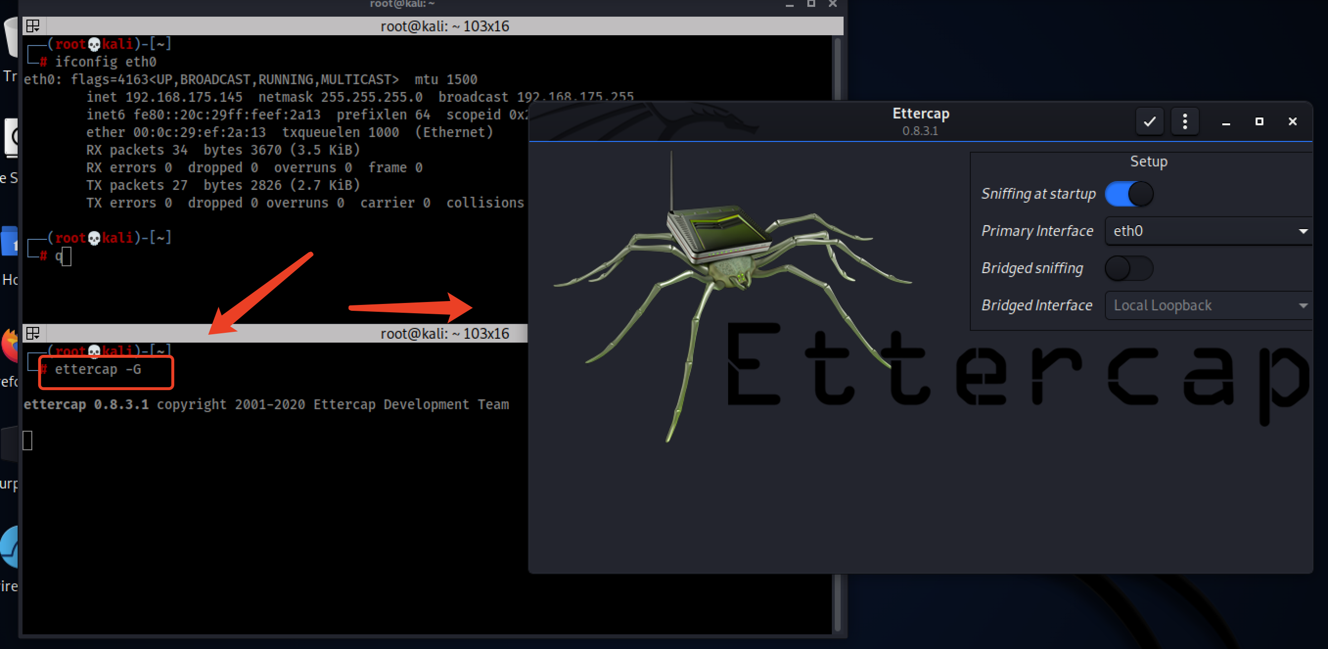 渗透测试-地基篇-蜘蛛Ettercap-DNS劫持巧用（十六）_ettercap unified sniffing already started-CSDN博客
