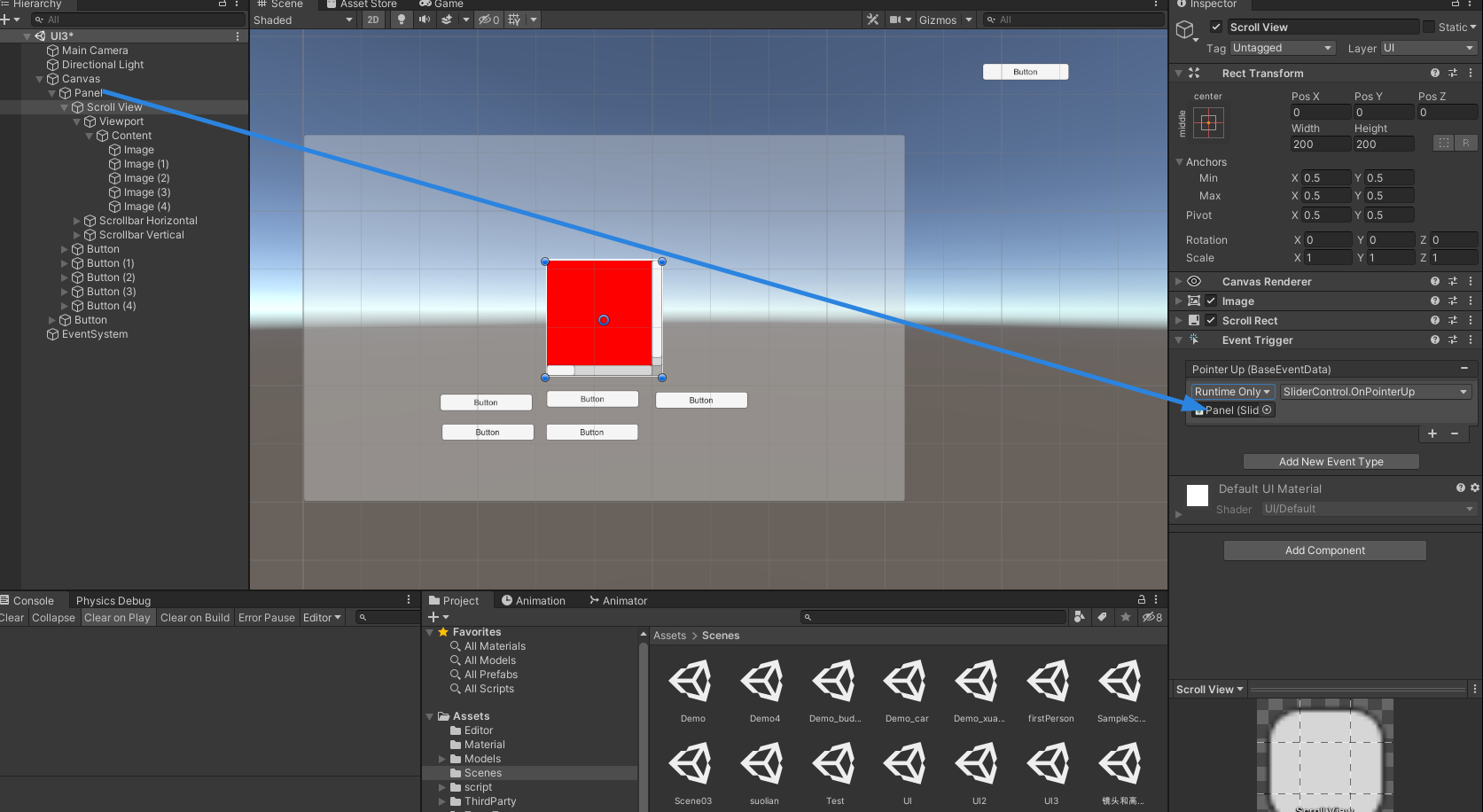 untiy用Scroll View实现划页效果（配图极多）_unity scroll view 加button同时触发实现划屏点击能完成吗-CSDN博客