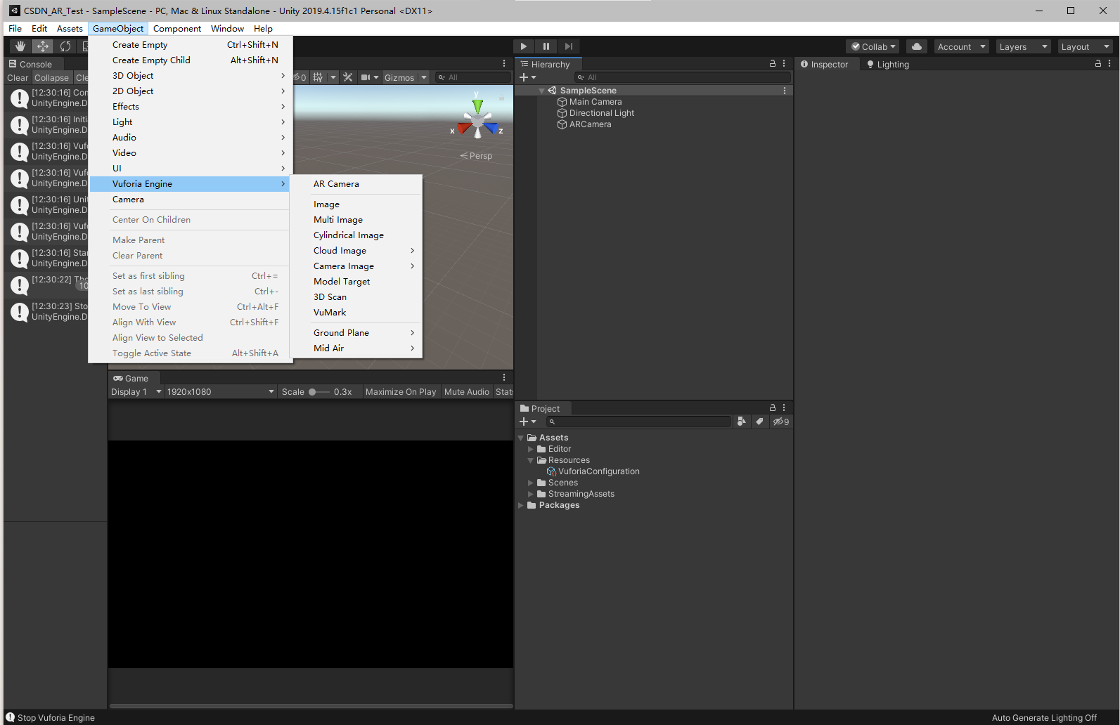 Unity Vuforia AR生成详细教程-CSDN博客
