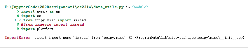 以CS231n作业为例的 cannot import name ‘imread’ from ‘scipy.misc’ 的问题解决_cs231n cannot import name ...