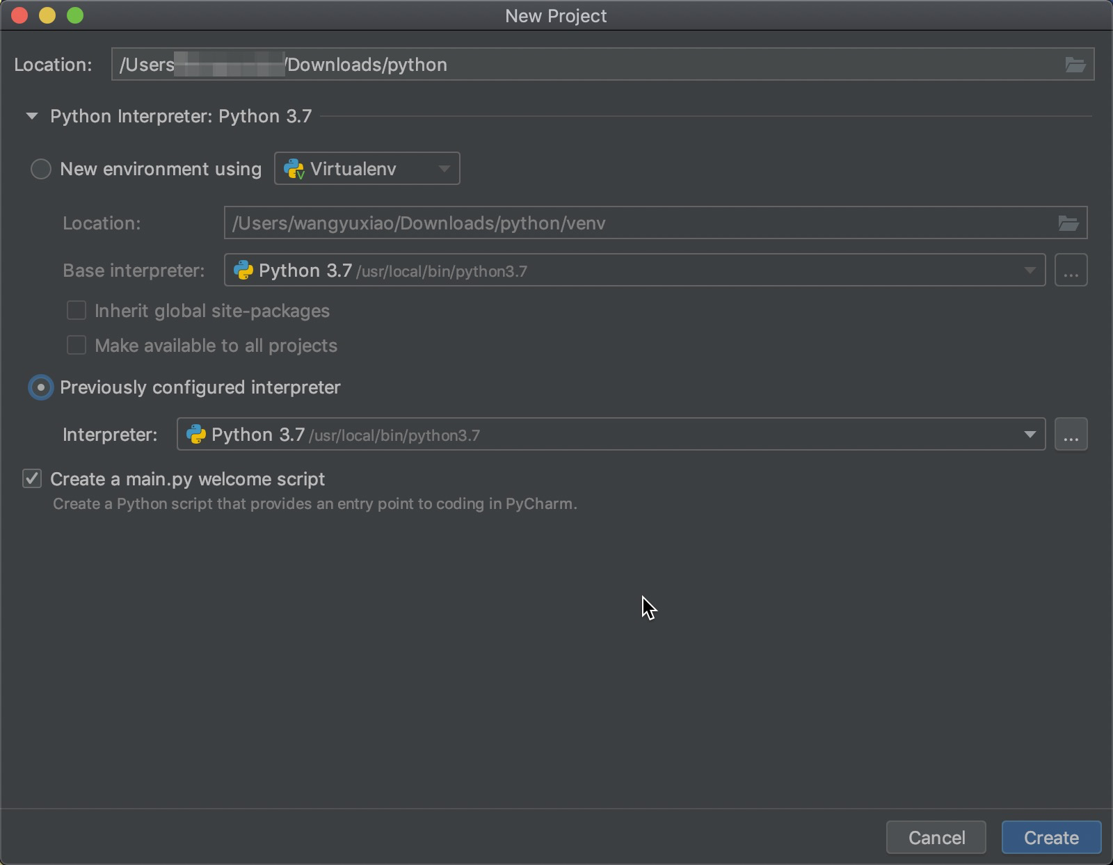 Python学习笔记-创建工程_pycharm previously configured-CSDN博客